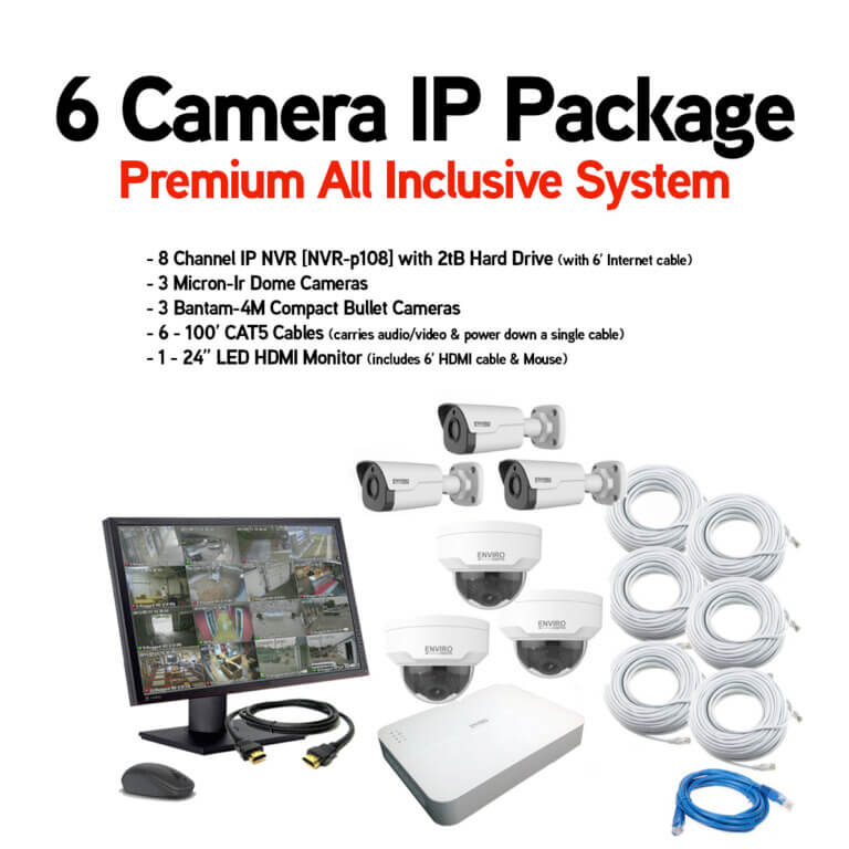 6 IP Security Camera System Package with Network Video Recorder