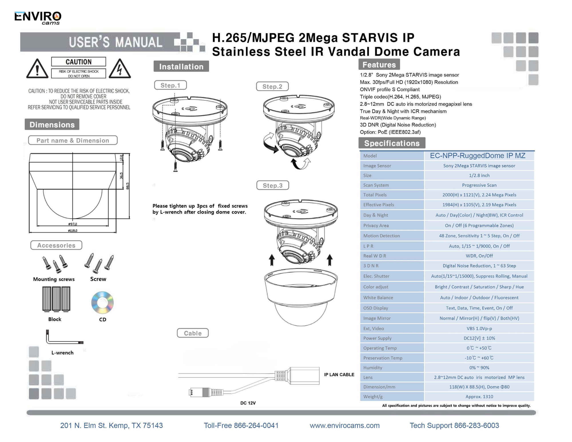 Stainless Steel Security Camera - Rugged Dome - RuggedCams