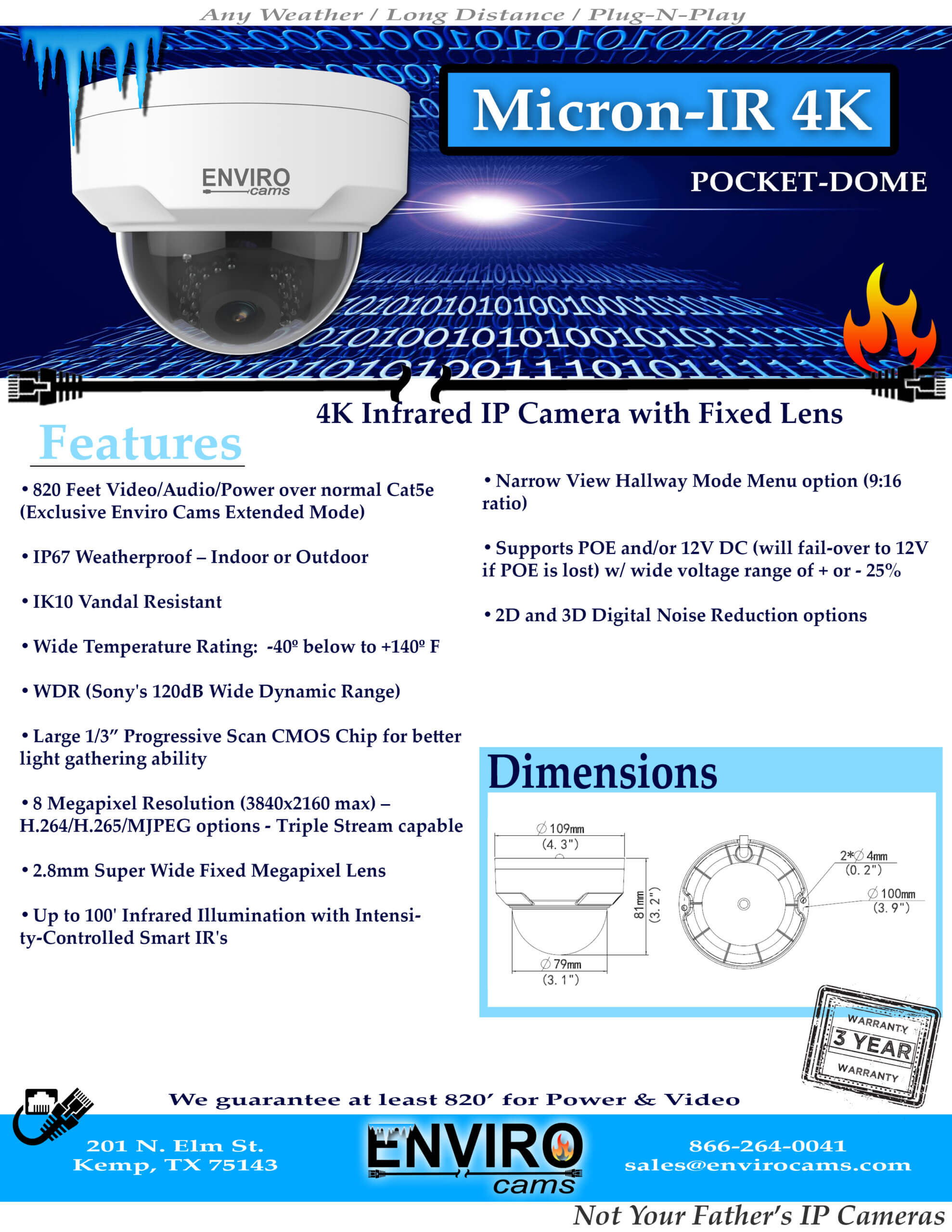 Micron-IR Pocket Dome - 4K Model - Rugged Cams